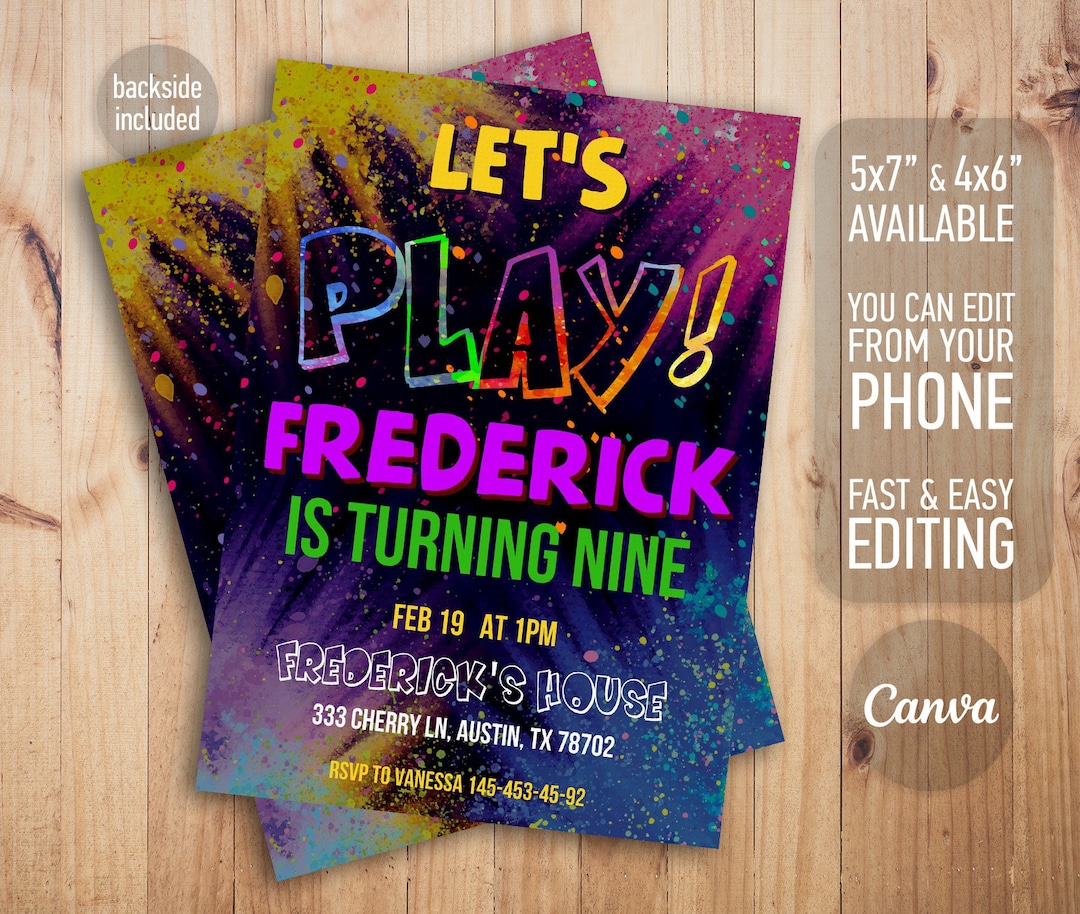 Play Invite, Gaming Birthday Invitation, Gamer Invitation, Play Game ...