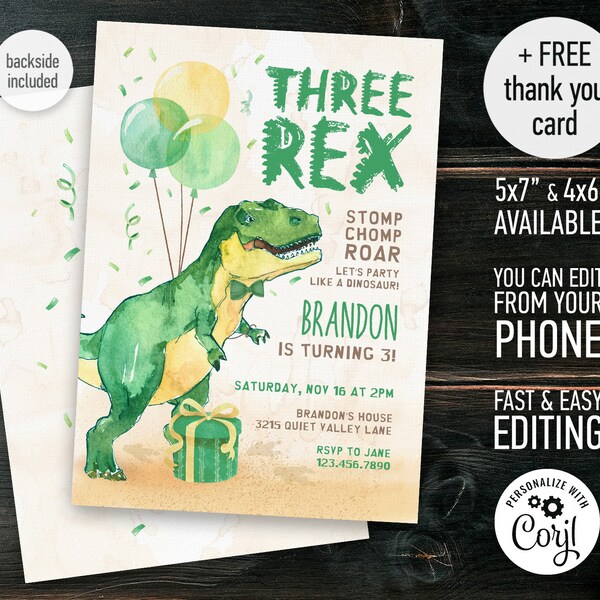 3rd Birthday Dinosaur Theme - Etsy
