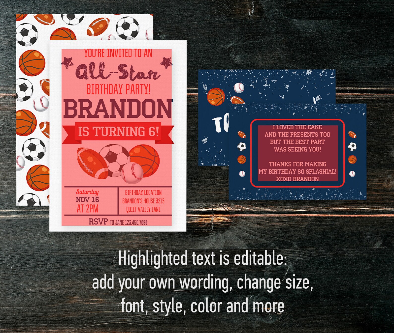 Editable Sports Invitation Printable Basketball Football - Etsy
