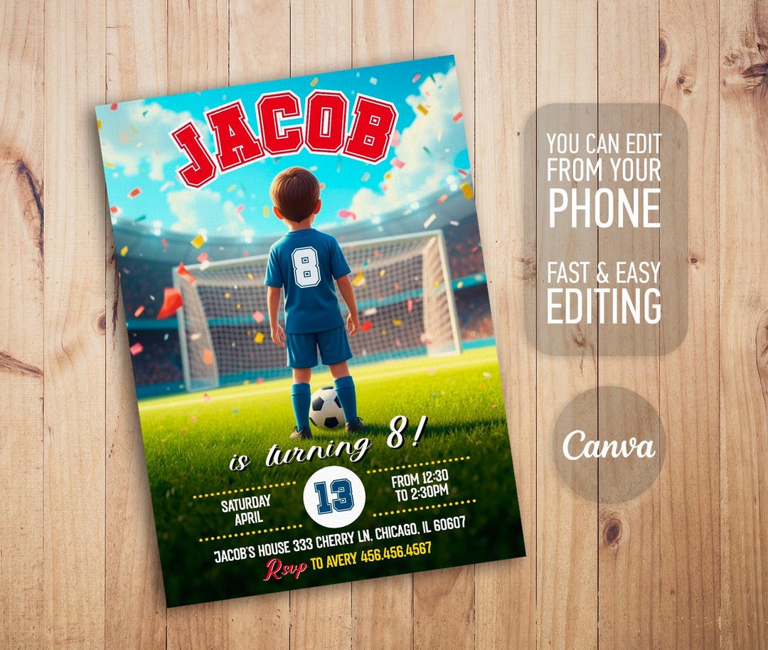 Soccer Invitation, Champions League Birthday Invitation Template, FIFA ...