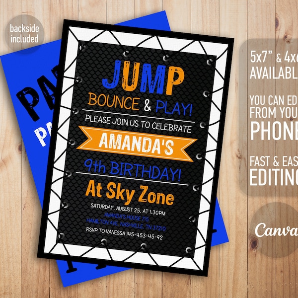 Sky Zone Invitation - Etsy
