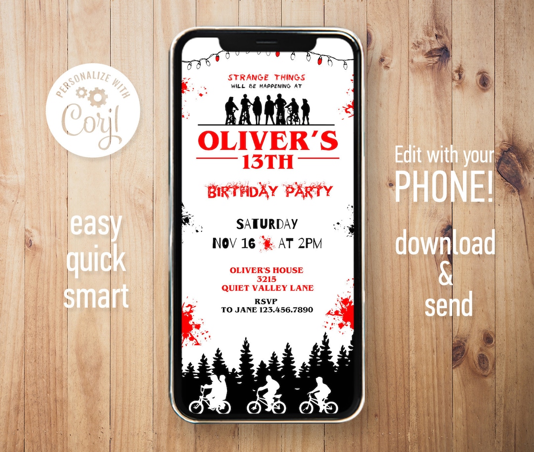 Editable Stranger Things Invite, Strange Things Birthday Invitation ...