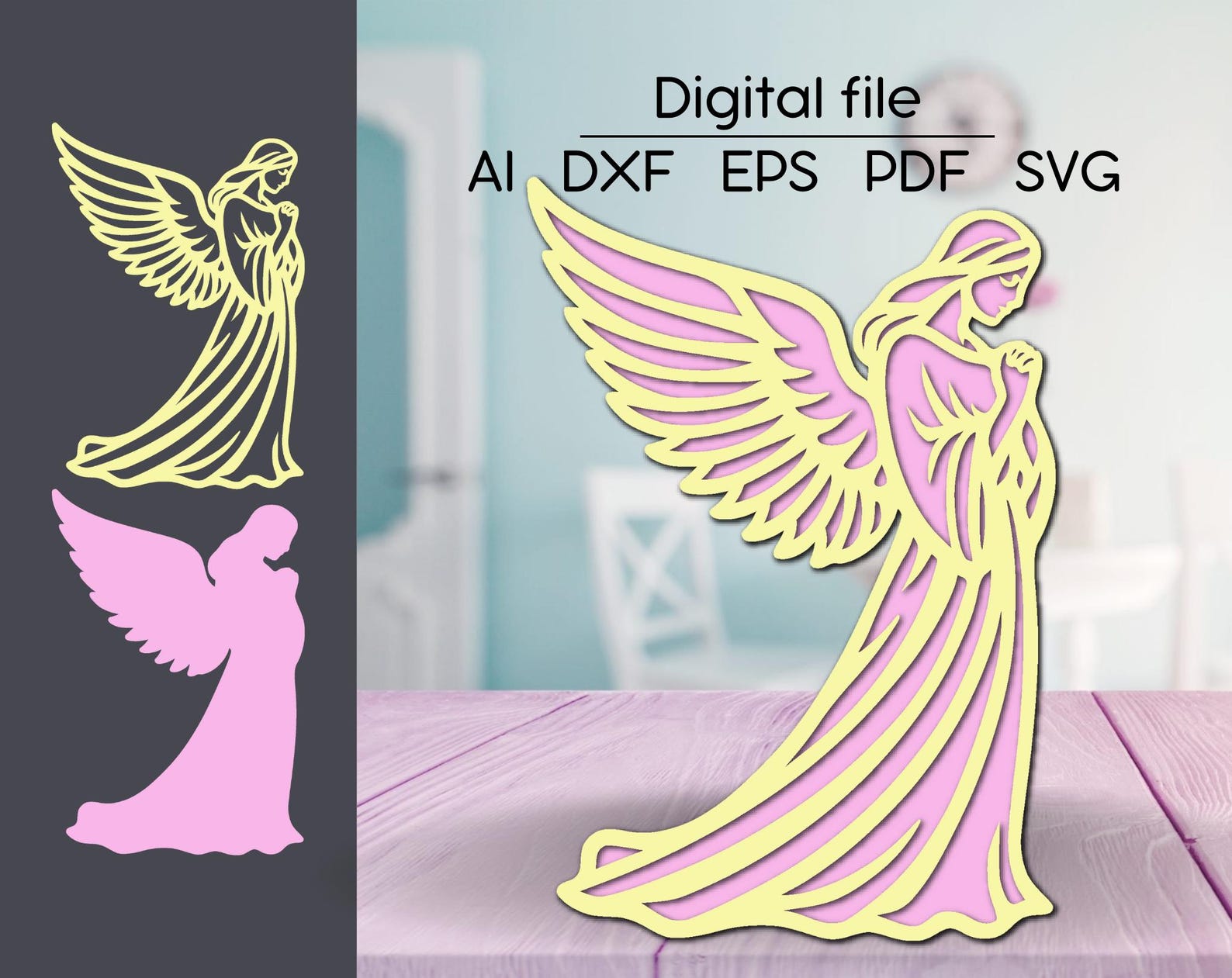 Angel SVG, Laser Cut File, for Glowforge, Cricut, Xtool, Cnc, Digital ...