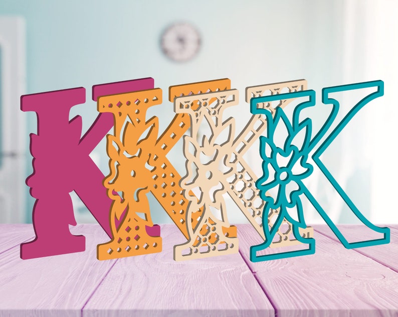 Layered Letter K SVG, Floral Alphabet DXF, Letters 3D, Paper/laser Cut ...