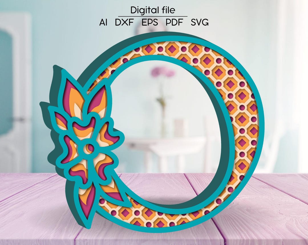 Layered Letter O SVG, Floral Alphabet DXF, Letters 3D, Paper/laser Cut ...