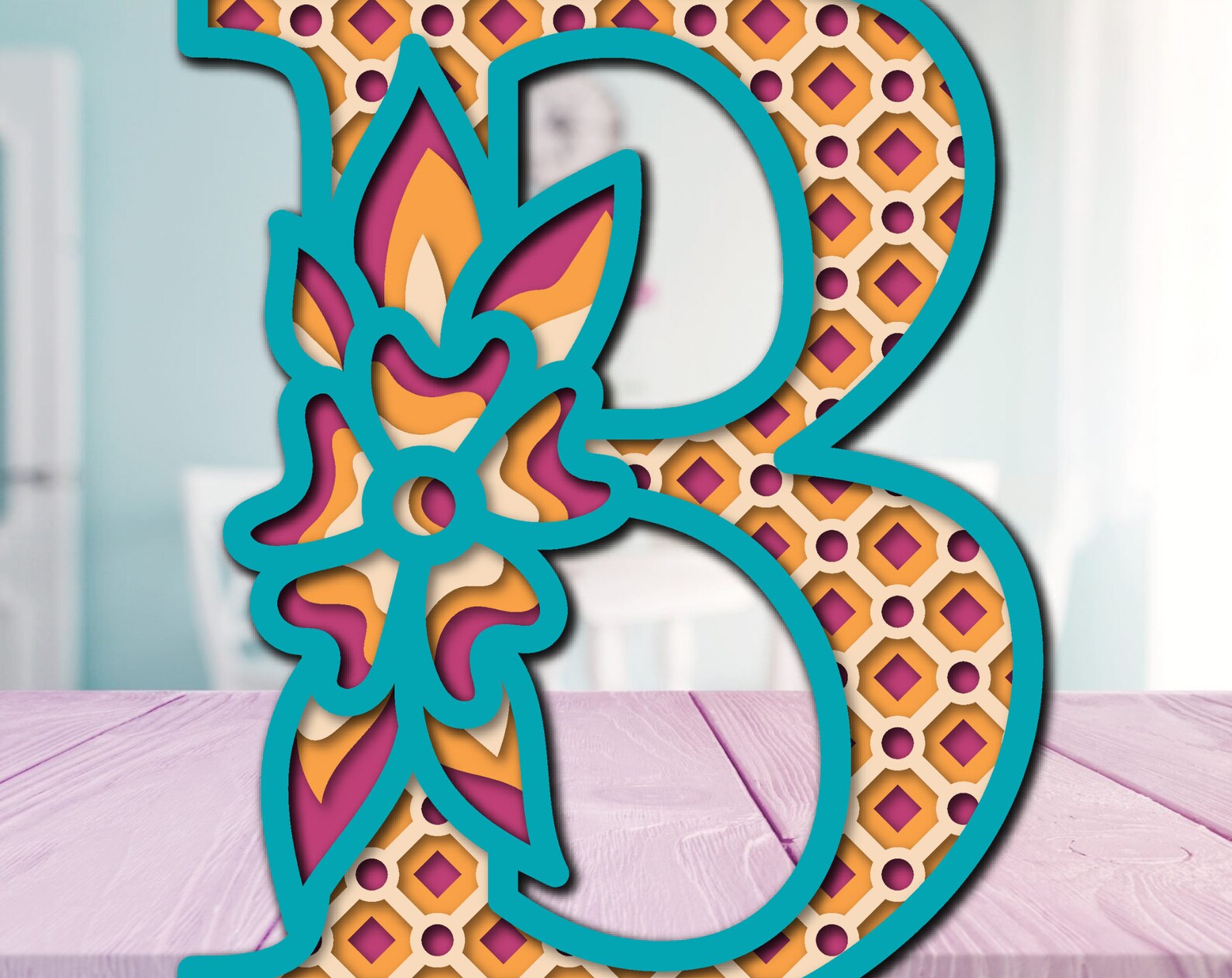 Layered Letter B SVG, Floral Alphabet DXF, Letters 3D, Paper/laser Cut ...