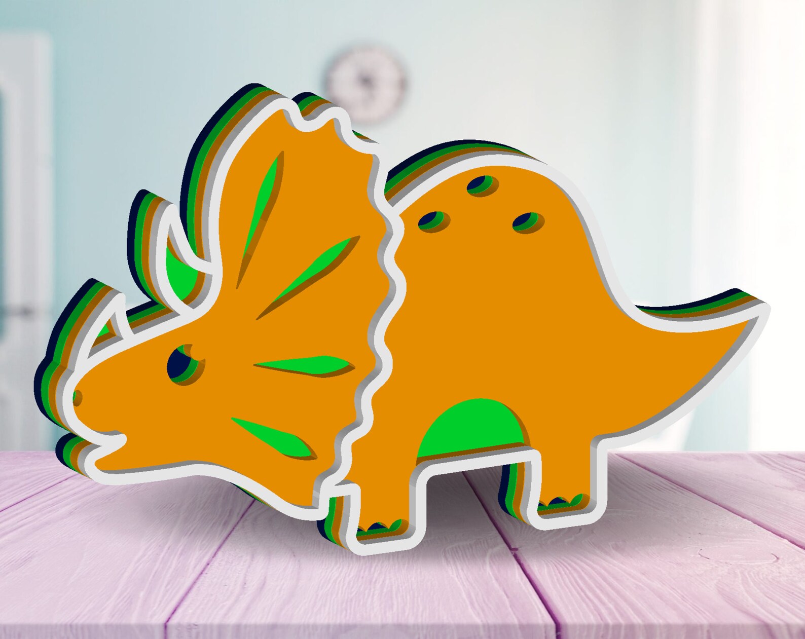 Layered Dinosaur SVG, Triceratops Digital Download, DXF, AI, 3D Room ...