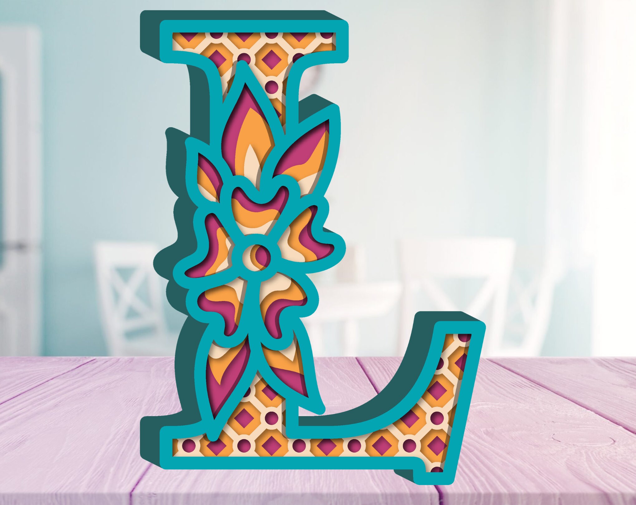 Layered Letter L SVG Floral Alphabet DXF Letters 3D - Etsy
