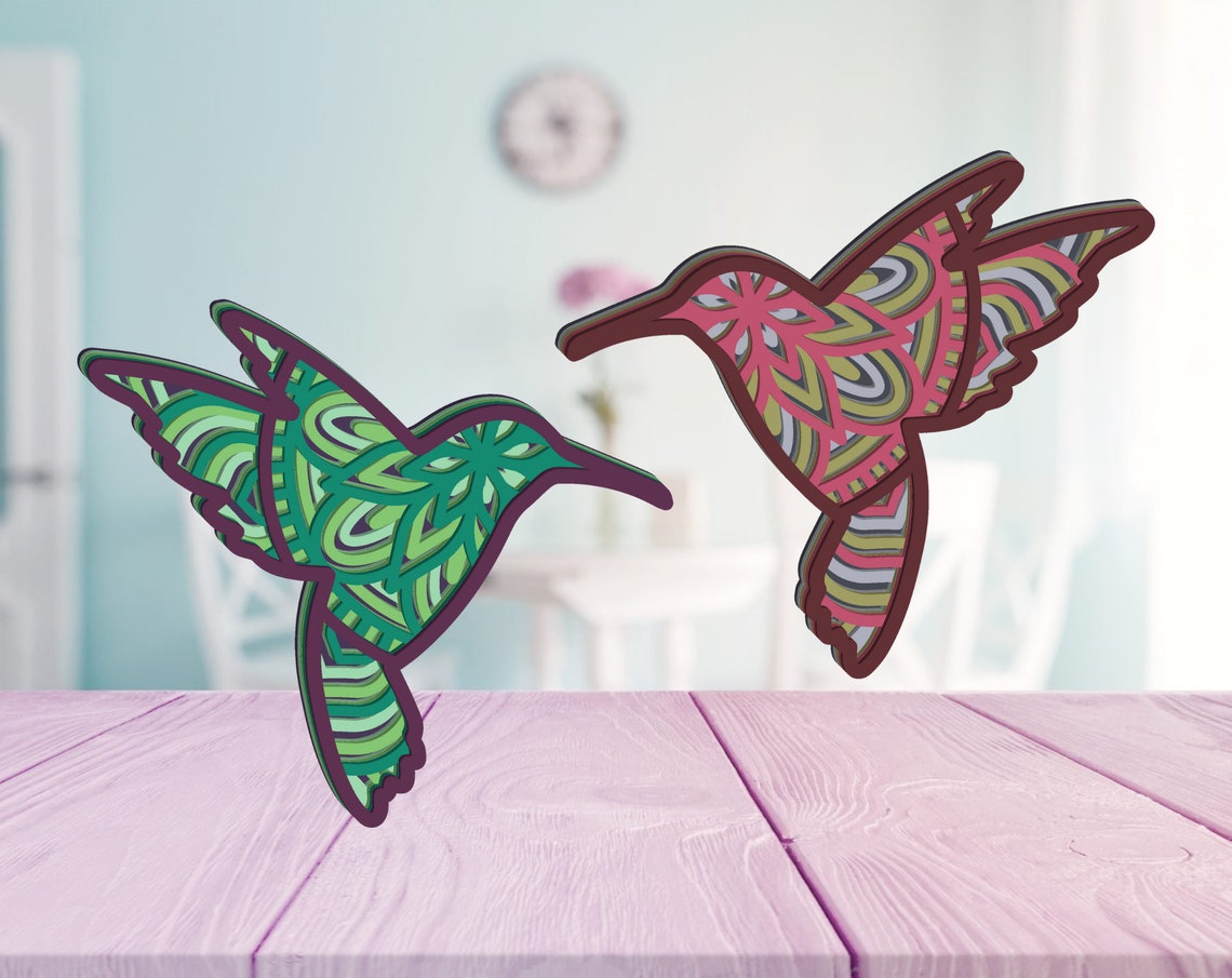 Layered Hummingbird SVG, 3D Colibri DXF, Laser Cut File, for Glowforge ...