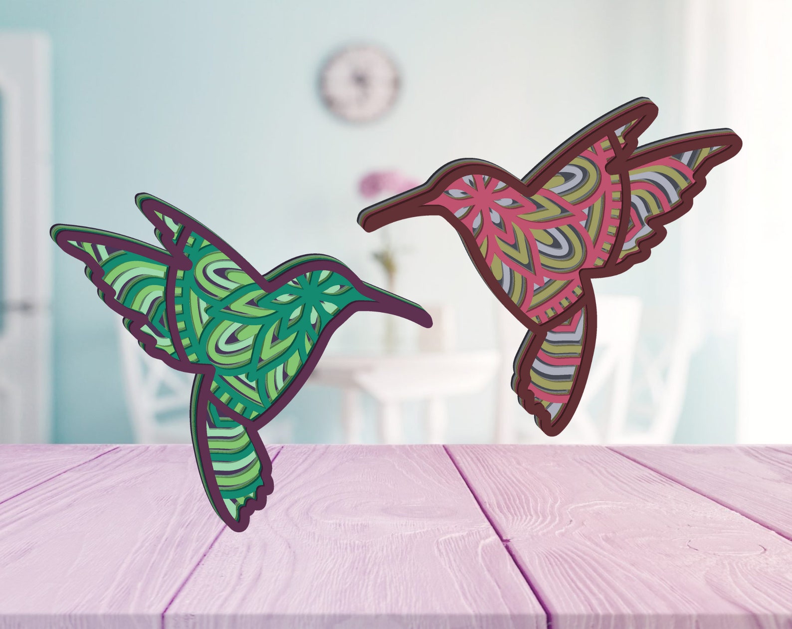 Layered Hummingbird SVG, 3D Colibri DXF, Laser Cut File, for Glowforge ...