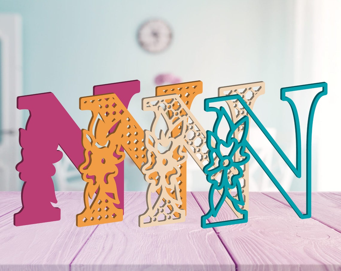 Layered Letter N SVG Floral Alphabet DXF Letters 3D - Etsy