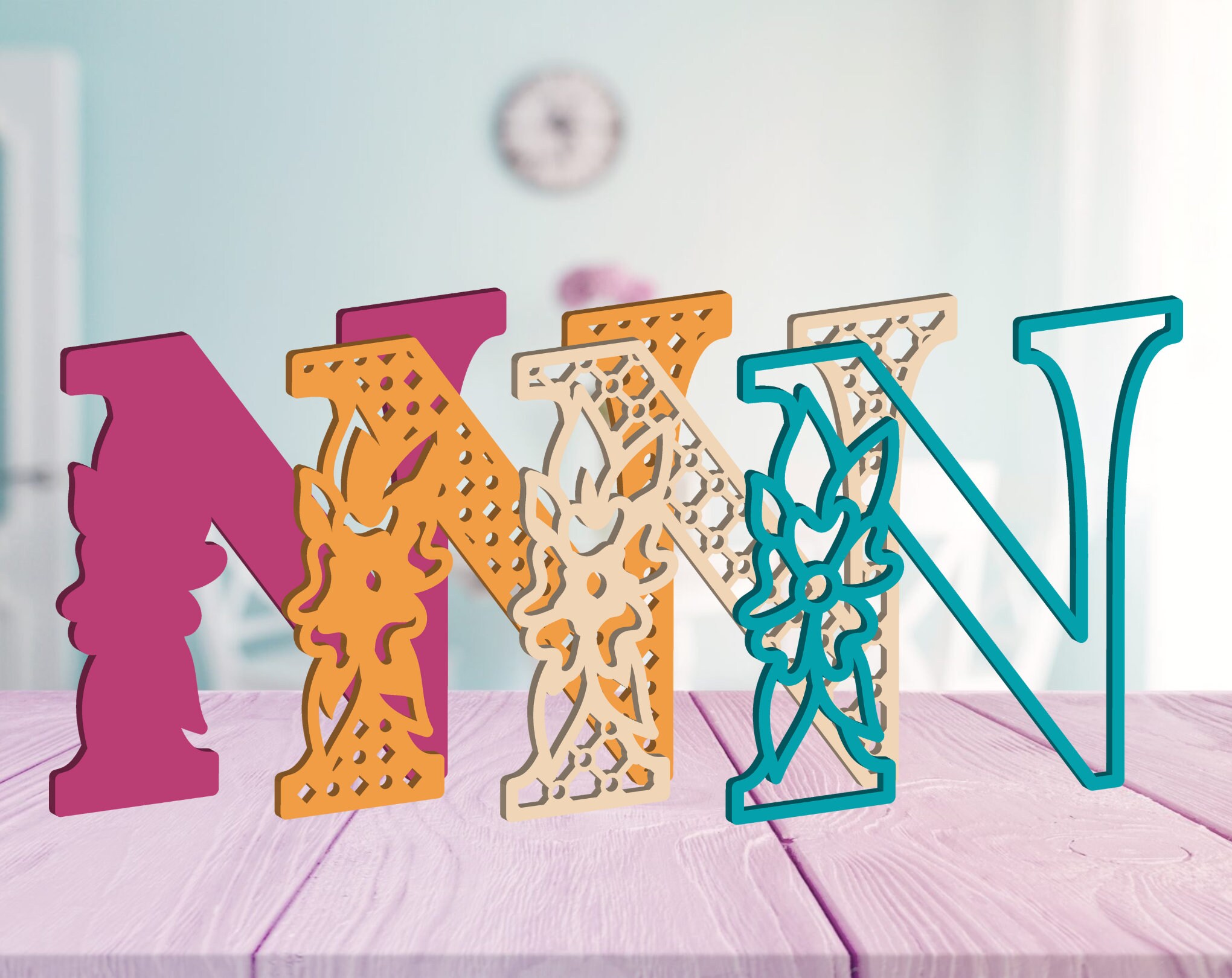 Layered Letter N SVG Floral Alphabet DXF Letters 3D - Etsy