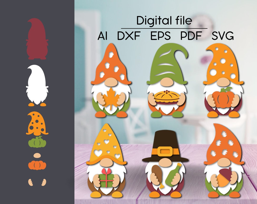 Thanksgiving Gnome Bundle SVG, Fall Layered Gnome Sign, Thanksgiving ...