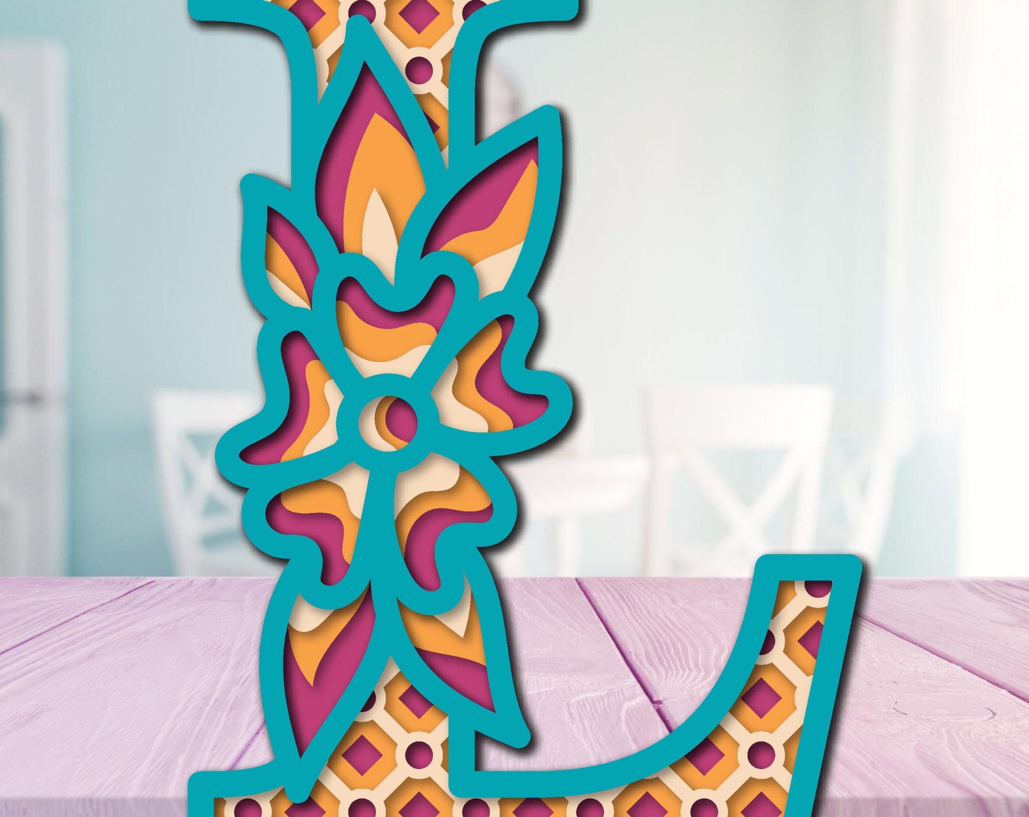 Layered Letter L SVG Floral Alphabet DXF Letters 3D - Etsy