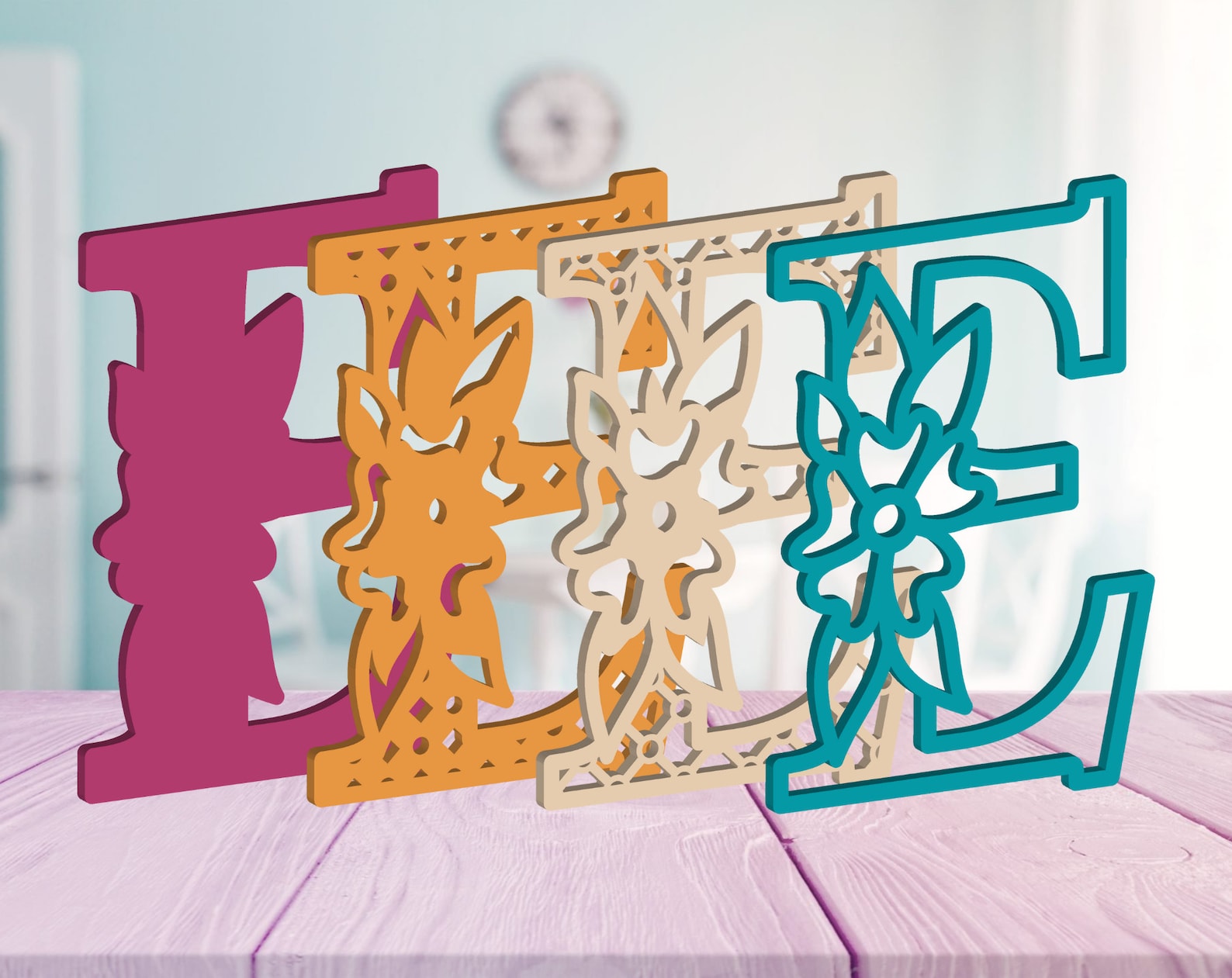 Layered Letter E SVG, Floral Alphabet DXF, Letters 3D, Paper/laser Cut ...