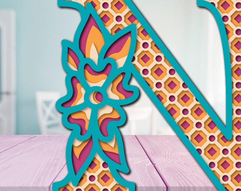 Layered Letter N SVG Floral Alphabet DXF Letters 3D - Etsy
