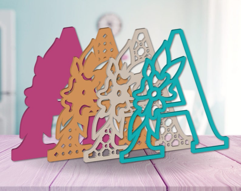 Layered Letter A SVG, Floral Alphabet DXF, Letters 3D, Paper/laser Cut ...