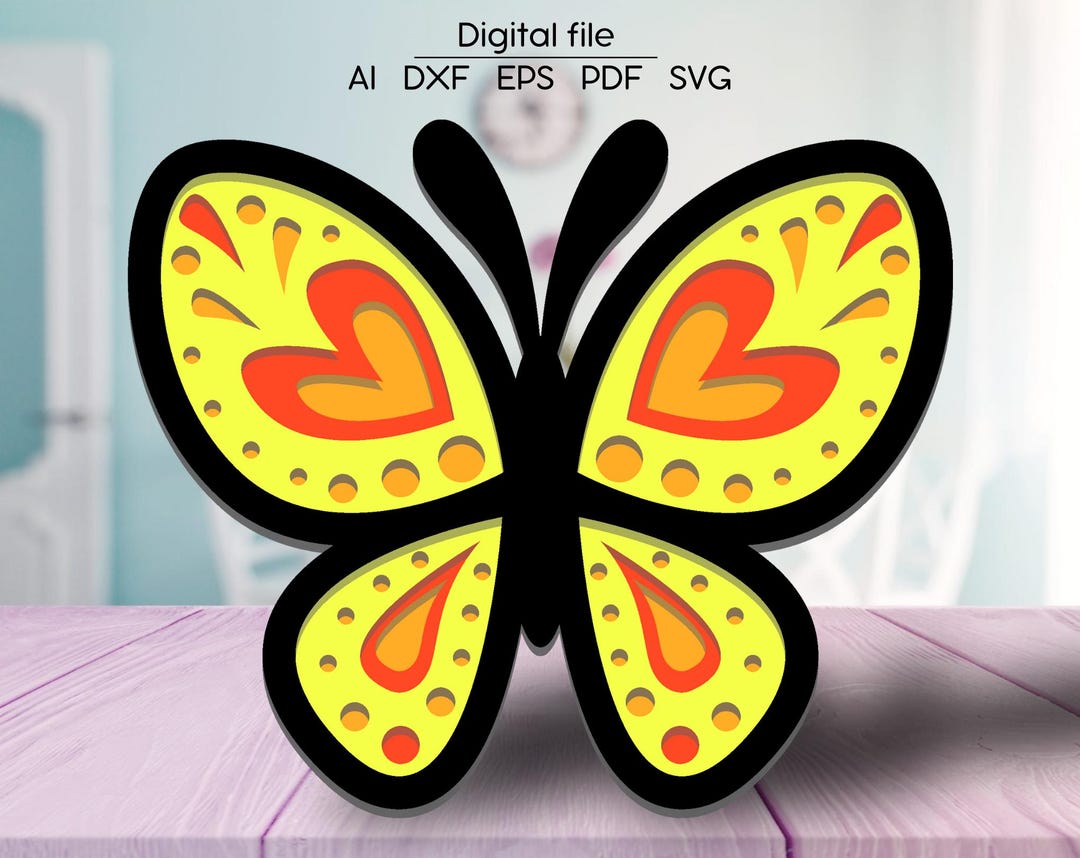 Multilayered Butterfly Digital Download, SVG, DXF, AI, 3D Room Decor ...