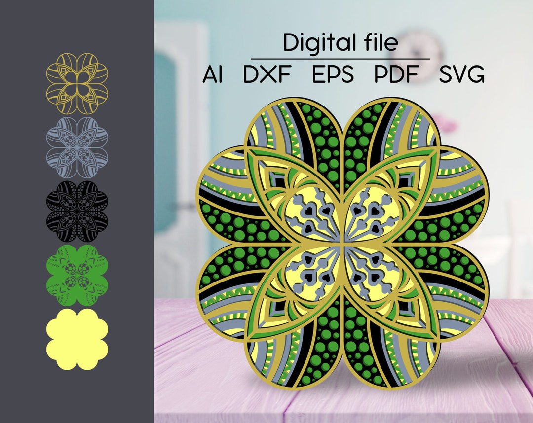 Layered Shamrock SVG, Clover DXF, St Patrick's Day Decor AI, 3D Room ...