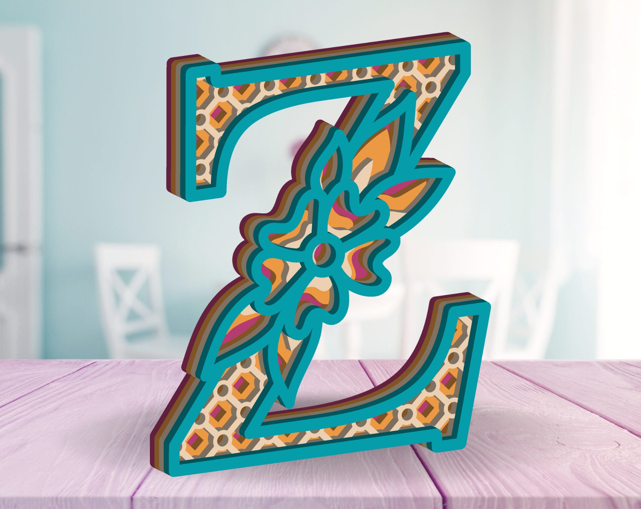 Letra en capas Z SVG Alfabeto floral DXF Letras 3D - Etsy México