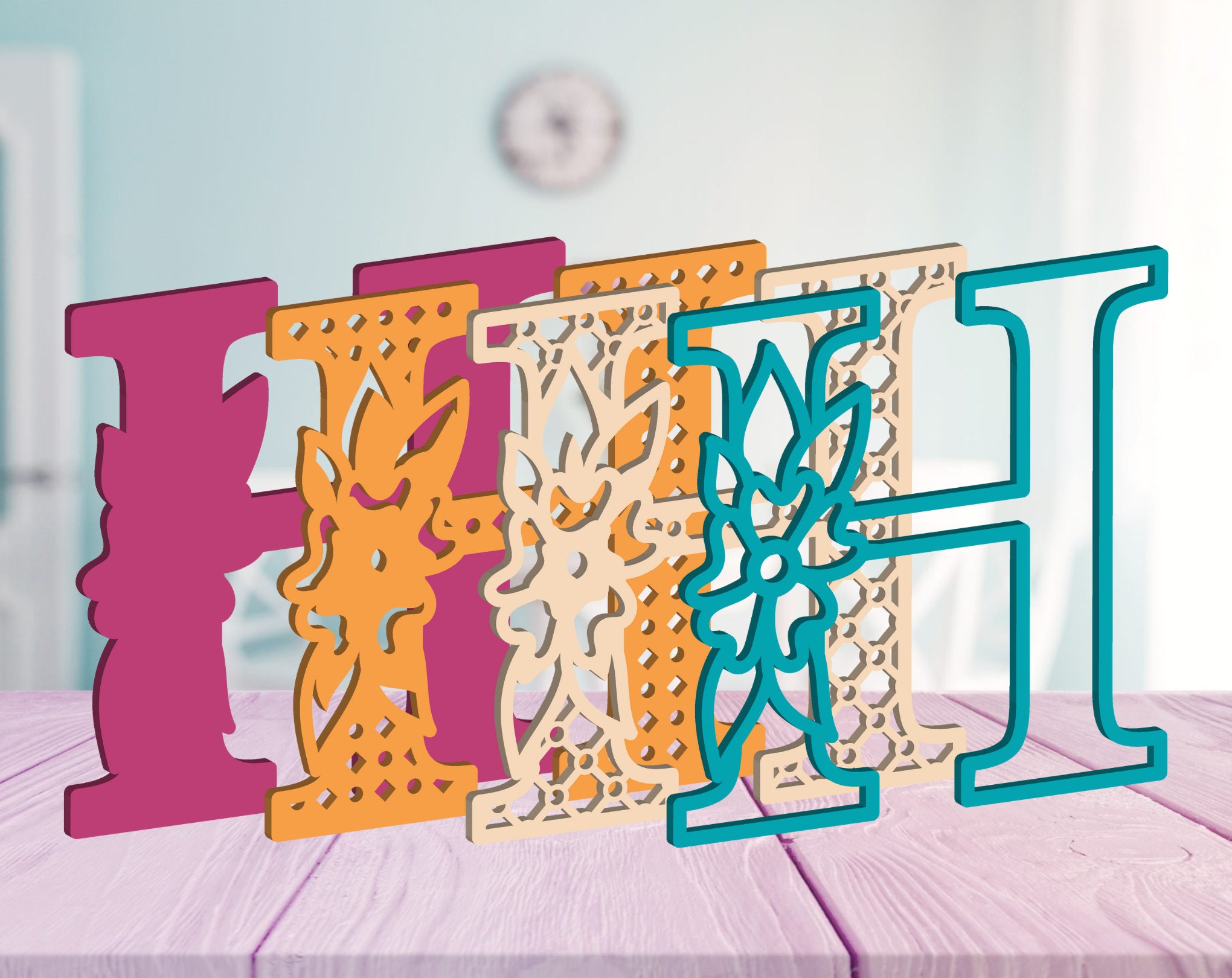 Layered Letter H SVG, Floral Alphabet DXF, Letters 3D, Paper/laser Cut ...