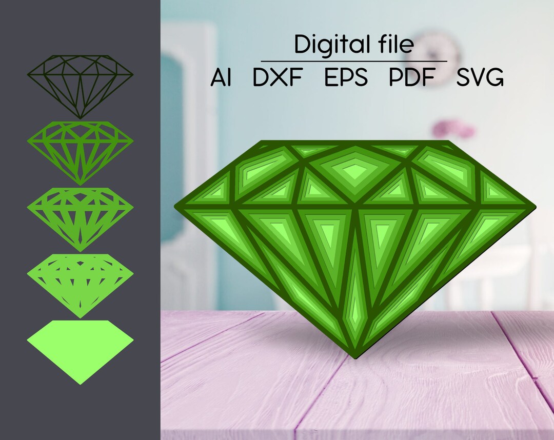 Layered Diamond SVG, DXF, AI, Digital Download, 3D Room Decoration ...