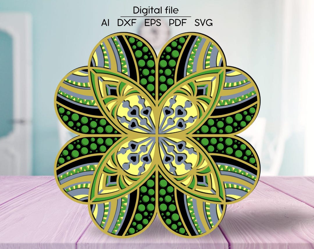 Layered Shamrock SVG, Clover DXF, St Patrick's Day Decor AI, 3D Room ...