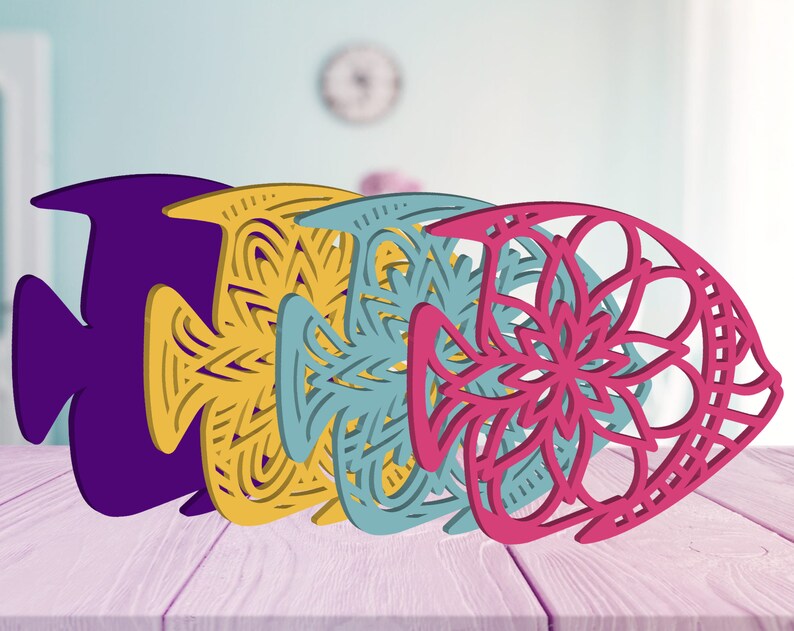 Layered Fish SVG 3D Angel Fish DXF Laser Cut File for - Etsy