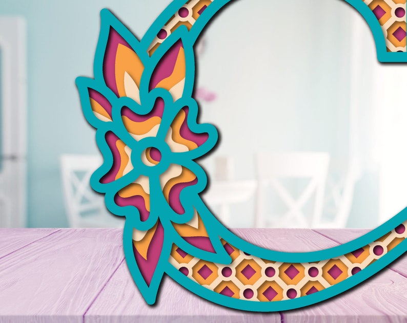 Layered Letter C SVG, Floral Alphabet DXF, Letters 3D, Paper/laser Cut ...