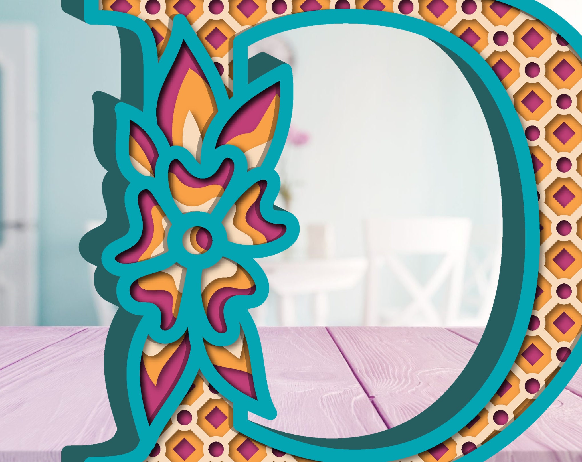 Layered Letter D SVG, Floral Alphabet DXF, Letters 3D, Paper/laser Cut ...