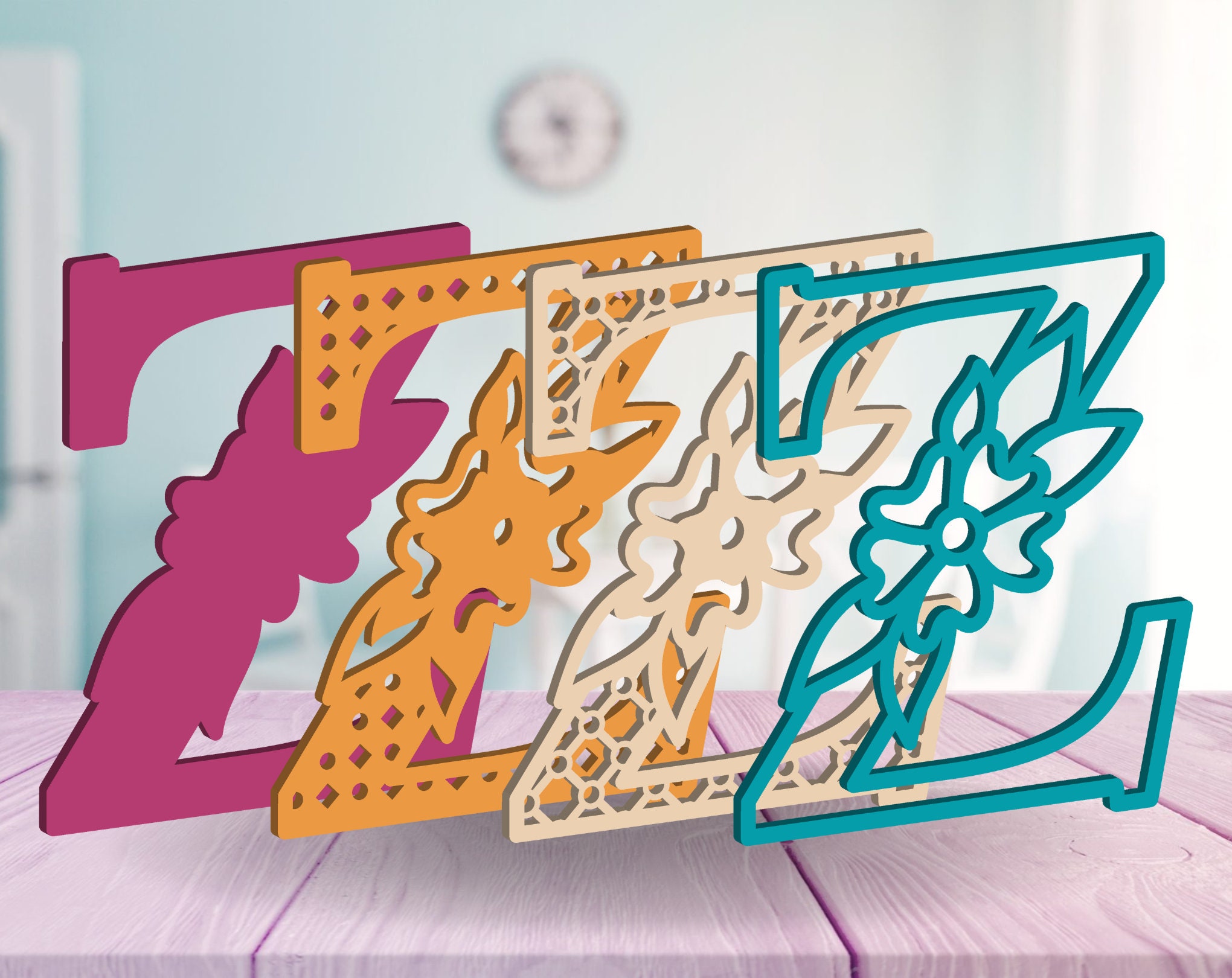 Layered Letter Z SVG, Floral Alphabet DXF, Letters 3D, Paper/laser Cut ...