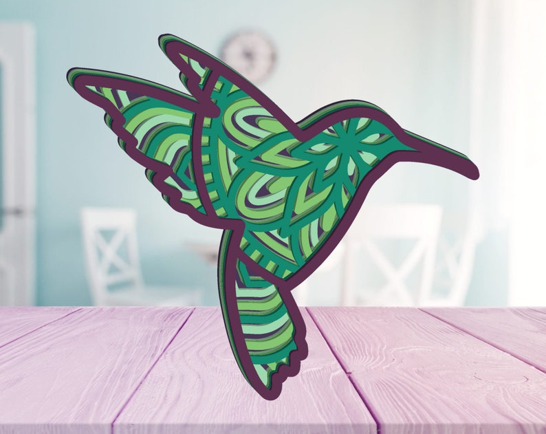 Layered Hummingbird SVG, 3D Colibri DXF, Laser Cut File, for Glowforge ...