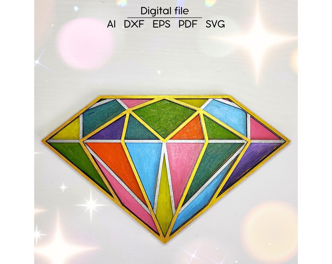 Layered Diamond SVG, AI, DXF, Digital Download, 3D Room Decoration ...