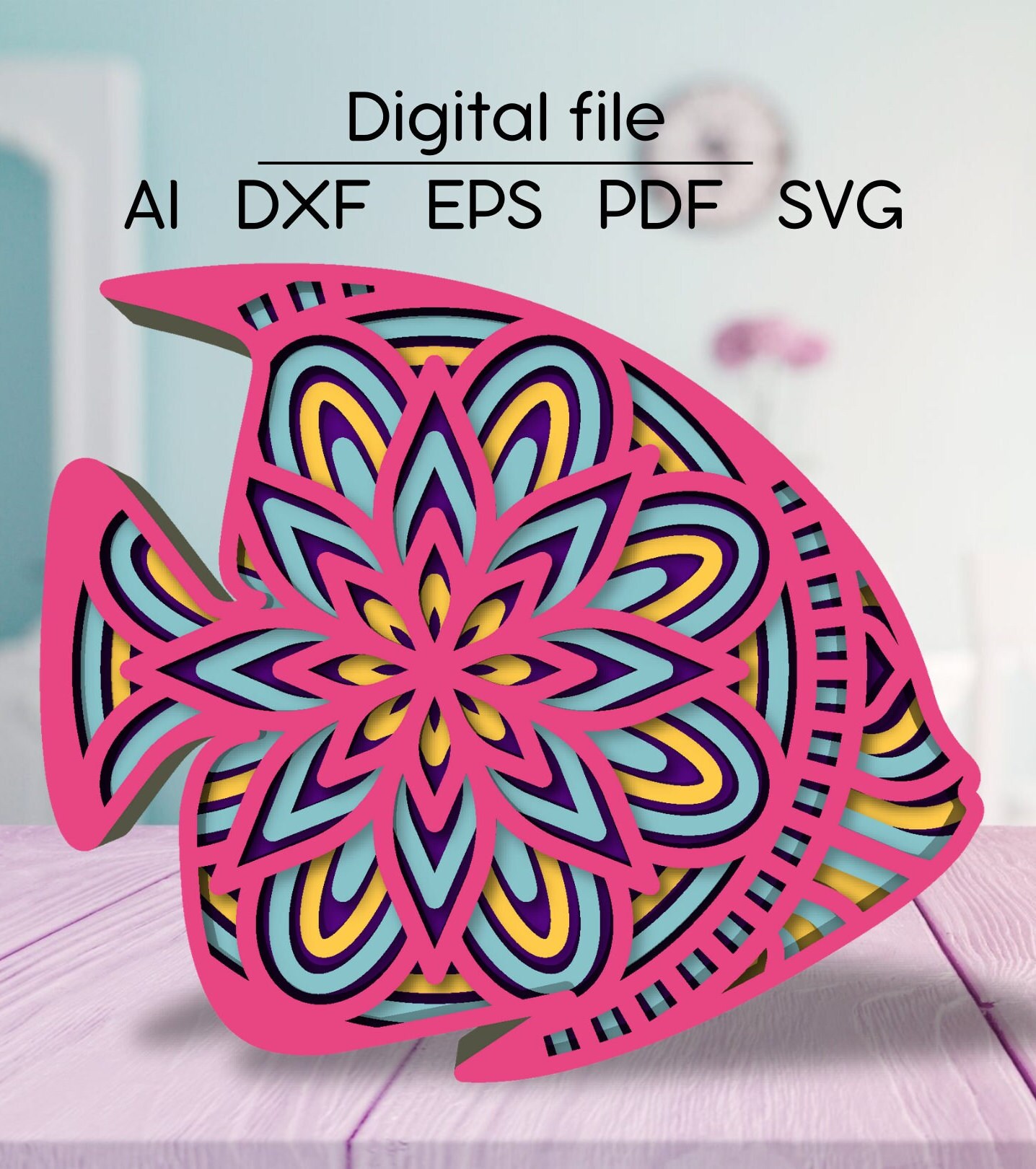 Layered Fish SVG, 3D Angel Fish DXF, Laser Cut File, for Glowforge ...