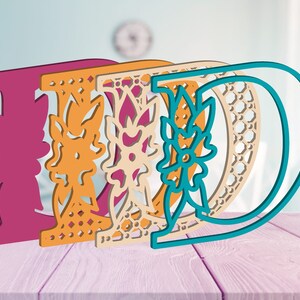 Layered Letter D SVG, Floral Alphabet DXF, Letters 3D, Paper/laser Cut ...