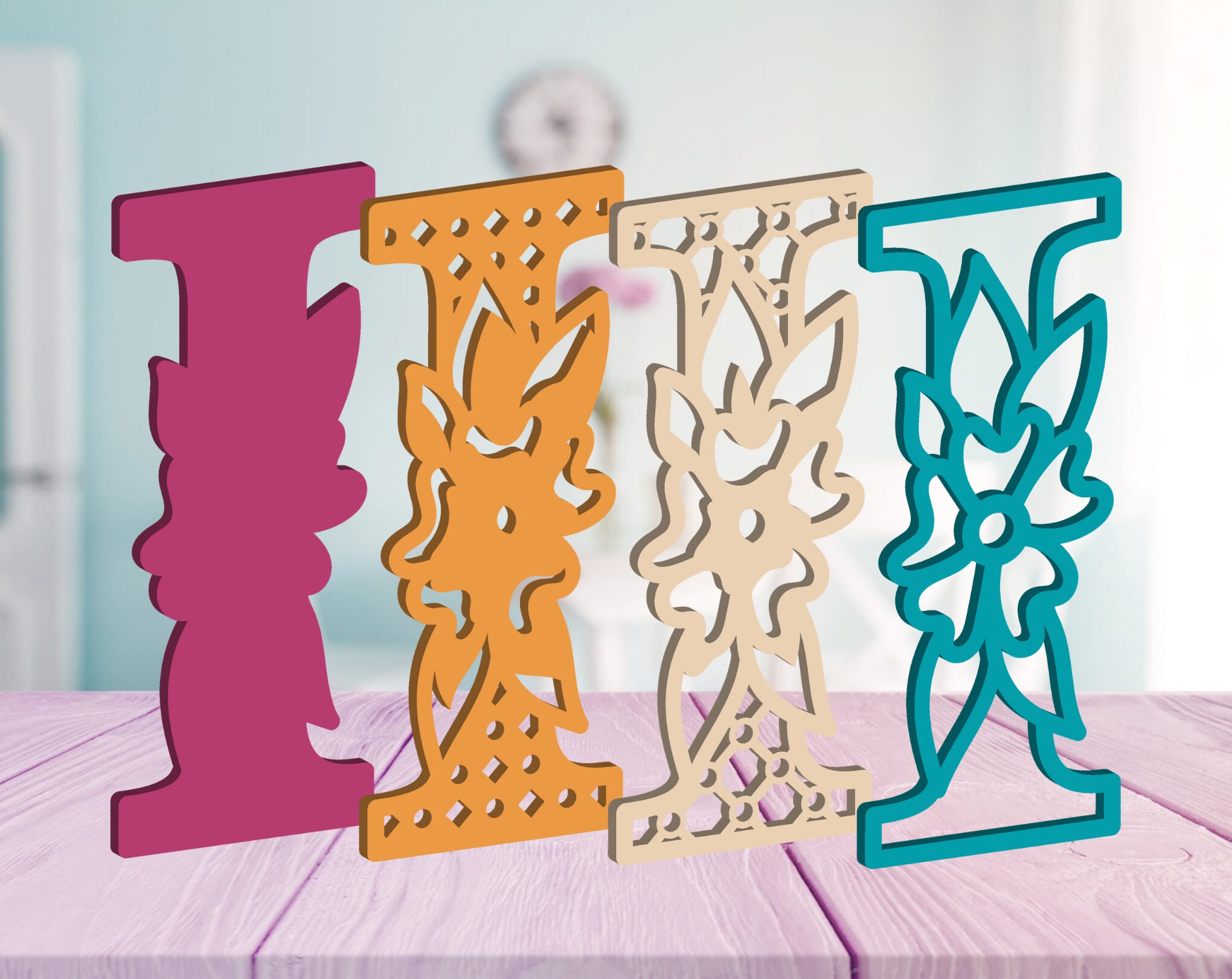 Layered Letter I SVG, Floral Alphabet DXF, Letters 3D, Paper/laser Cut ...
