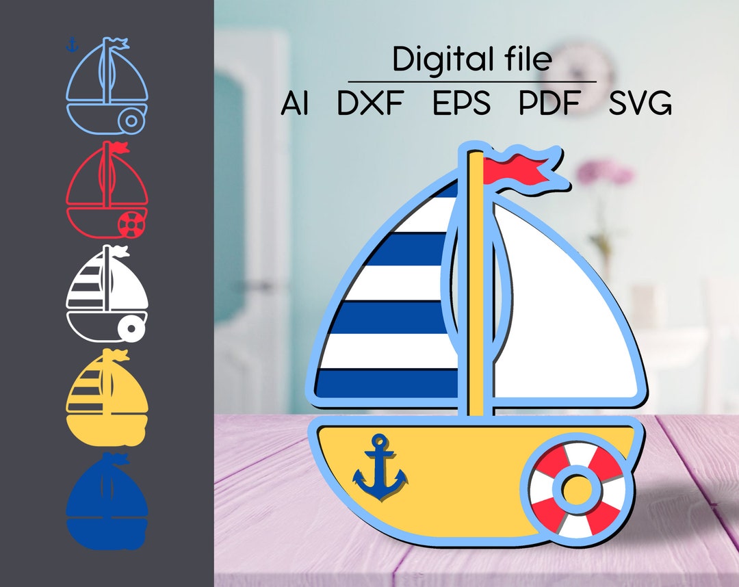 Multilayered Boat SVG DXF AI Digital Download 3D Kids Room - Etsy