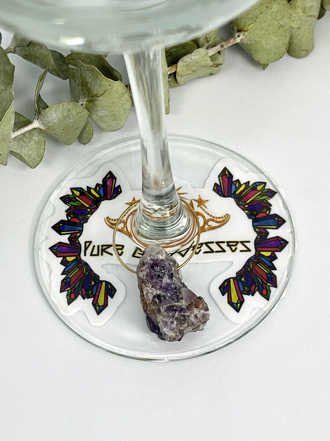 Pure Goddesses Wine Glass Raw Crystal Charmstone Pendantwine Part ...