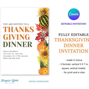 CANVA TEMPLATE Fully Editable Vintage Pumpkins Leaves Thanksgiving ...