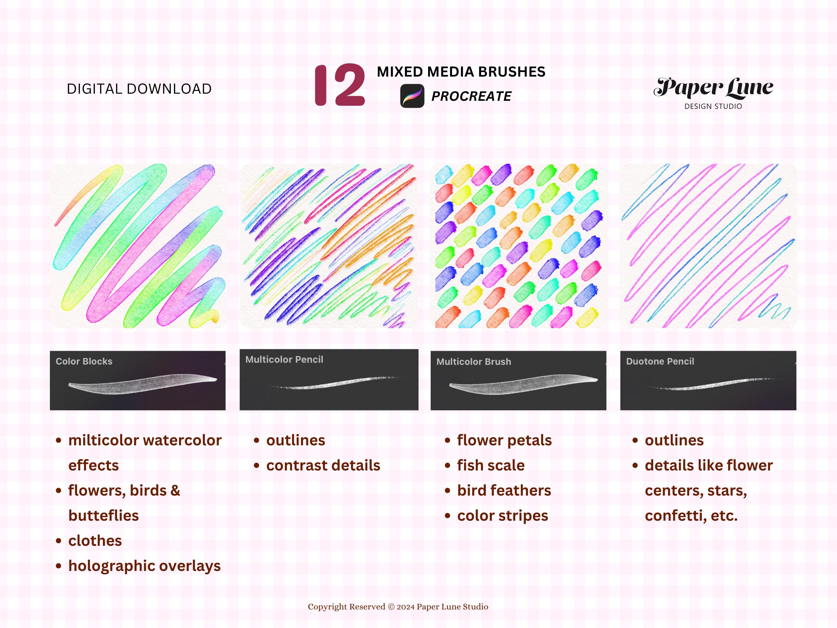 Multicolor Procreate Brushes Set of 4 - Painting Kit for Procreate ...