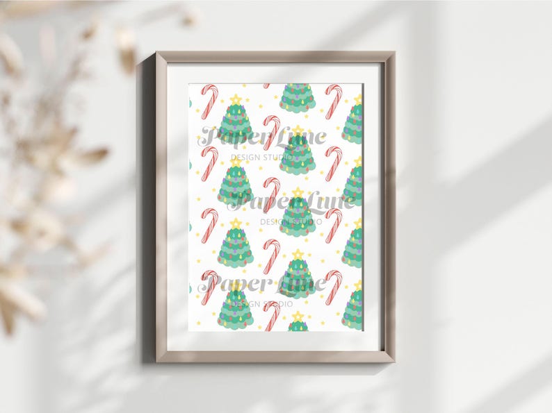 Christmas Candy Cane Seamless Pattern 12X12 PNG Digital Download ...