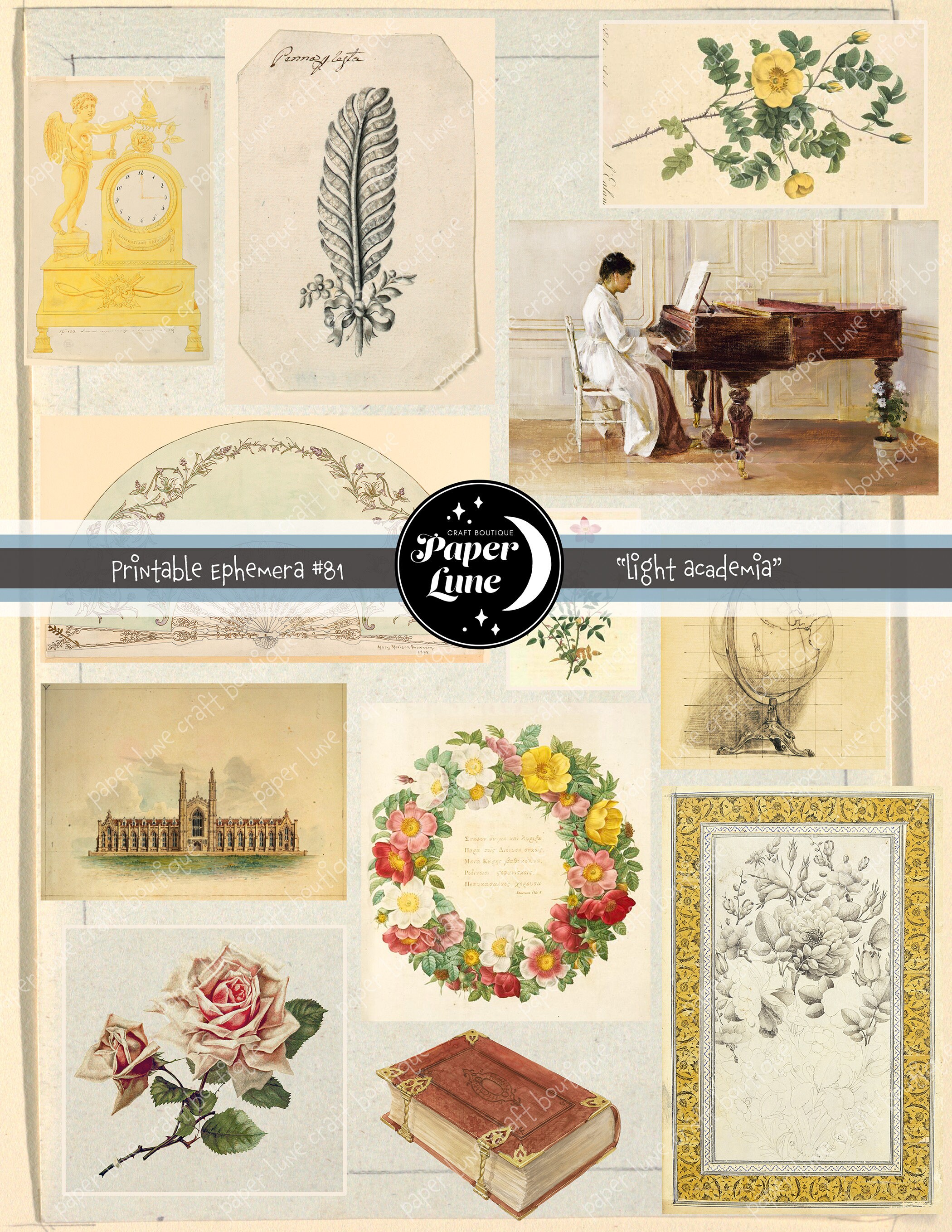 Printable Ephemera Set 8 Letter Size 8.5X11'' Sheets - Etsy