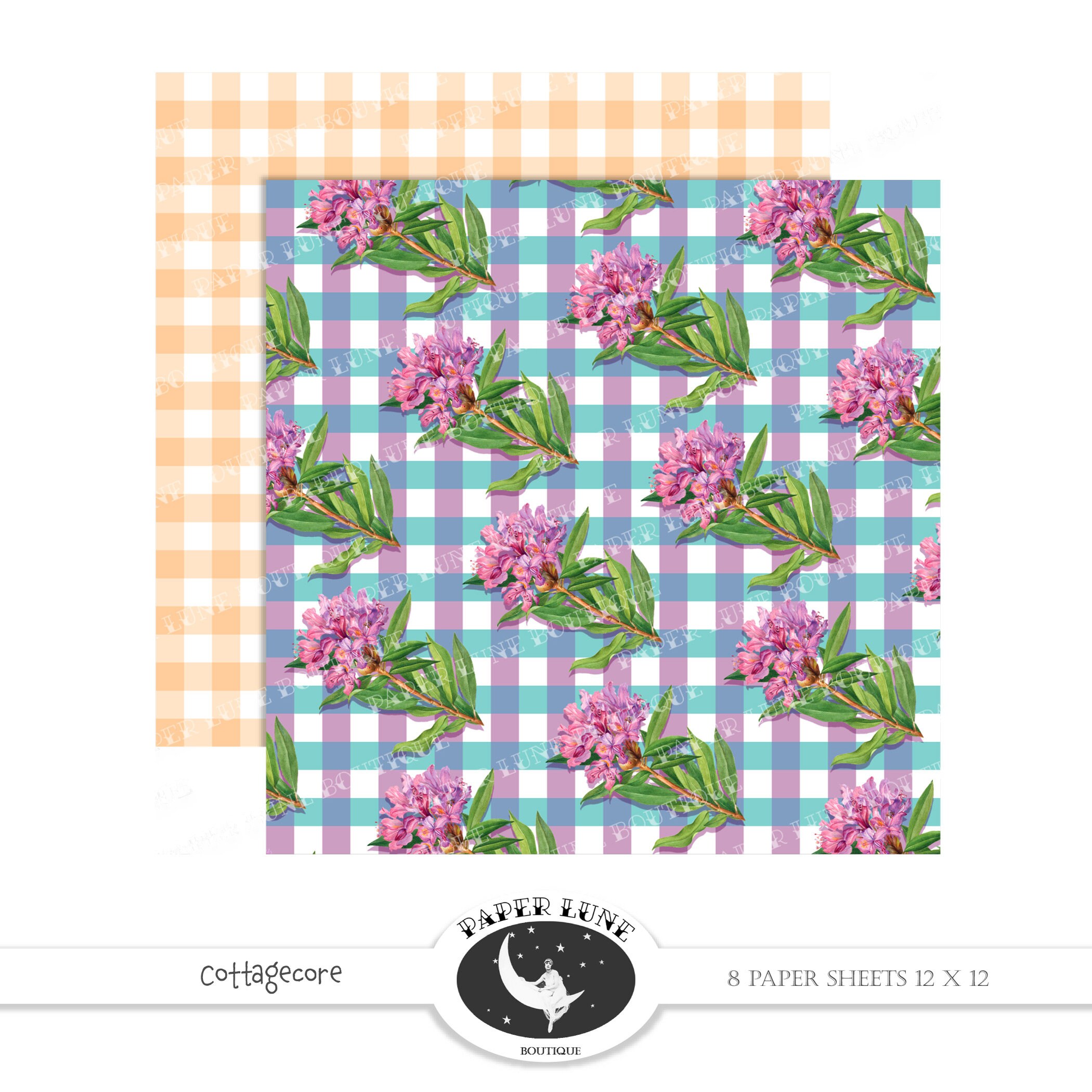 Boho Digital Paper Set, Cottagecore Floral Printable Paper Pack ...