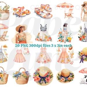 Summertime Beach Straw Hats Clipart Bundle, Sunflowers, Vacation ...