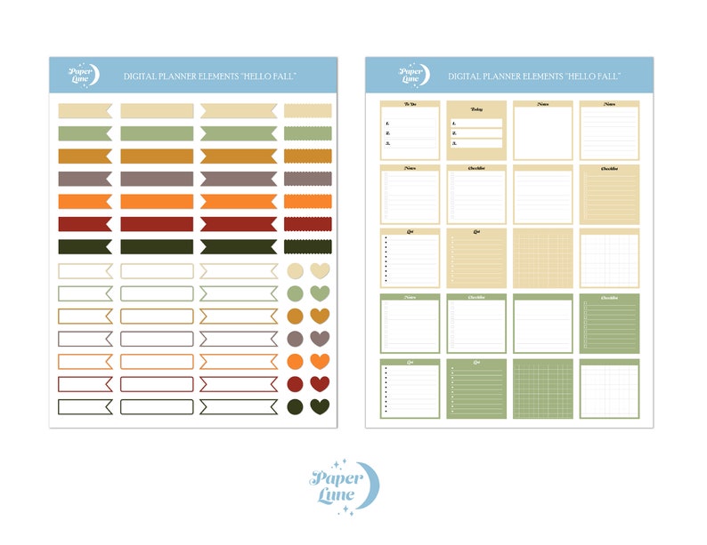155 Fall Season Vintage Digital Planner Stickers for Print and Digital ...