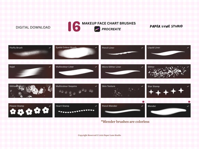 Makeup Face Chart Procreate Brushes Set of 16 - Painting Kit for ...