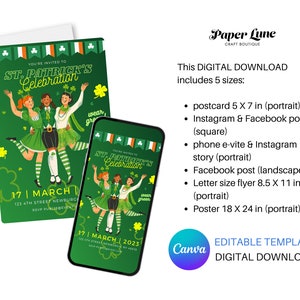 CANVA TEMPLATE Fully Editable St. Patrick's Day Celebration Party ...