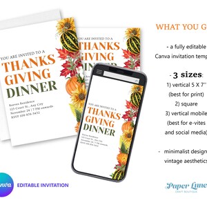 CANVA TEMPLATE Fully Editable Vintage Pumpkins Leaves Thanksgiving ...