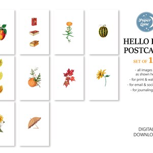 Printable Postcard Set of 10 Mini Print 4X6'' Digital Download Fall ...