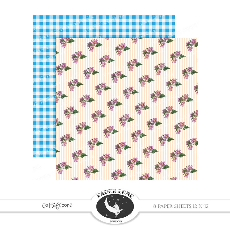 Boho Digital Paper Set, Cottagecore Floral Printable Paper Pack ...